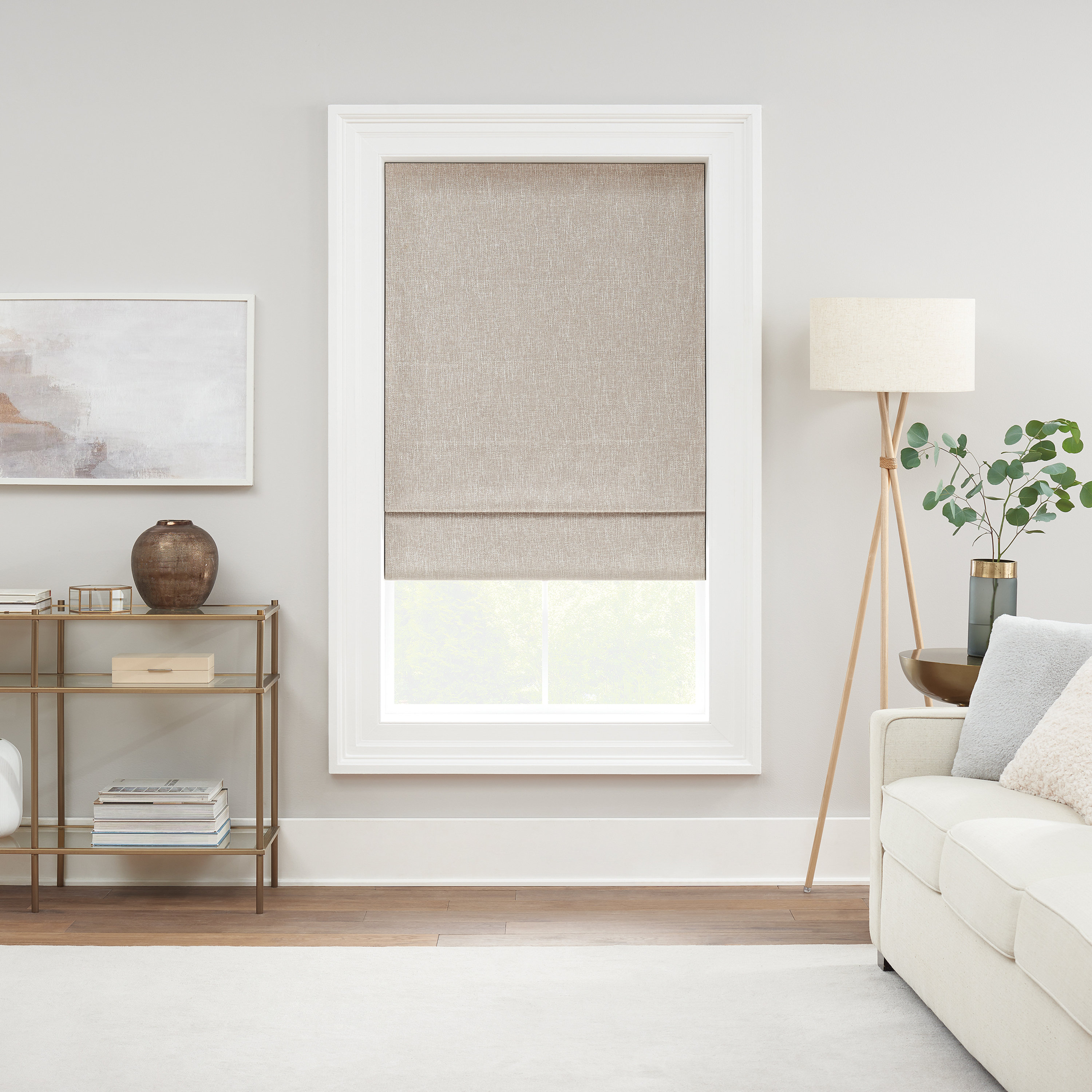 Eclipse Drewton Motorized Textured Roman Shade & Reviews | Wayfair