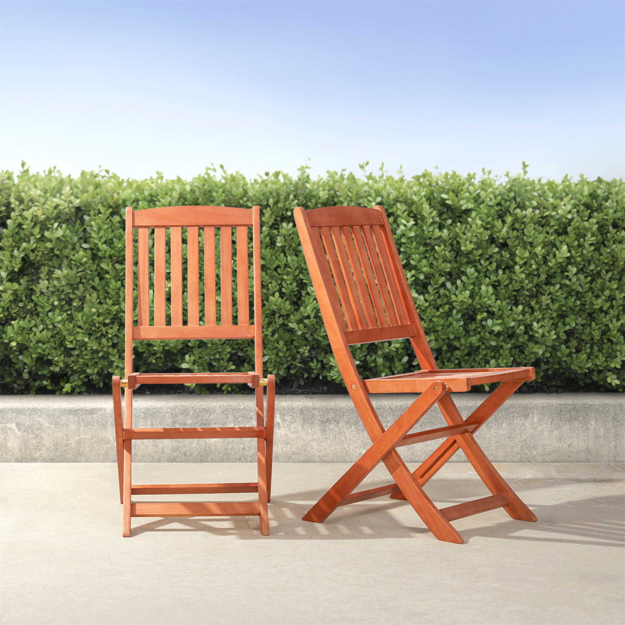 Alcott Hill® Lucius Reddish Brown Patio Folding Chairs (Set Of 2) | Wayfair