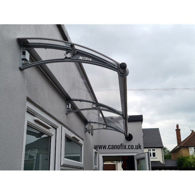 Canofix 3.5m Width x 0.65m Depth Door Canopy Grey-Bracket Clear-Sheet ...