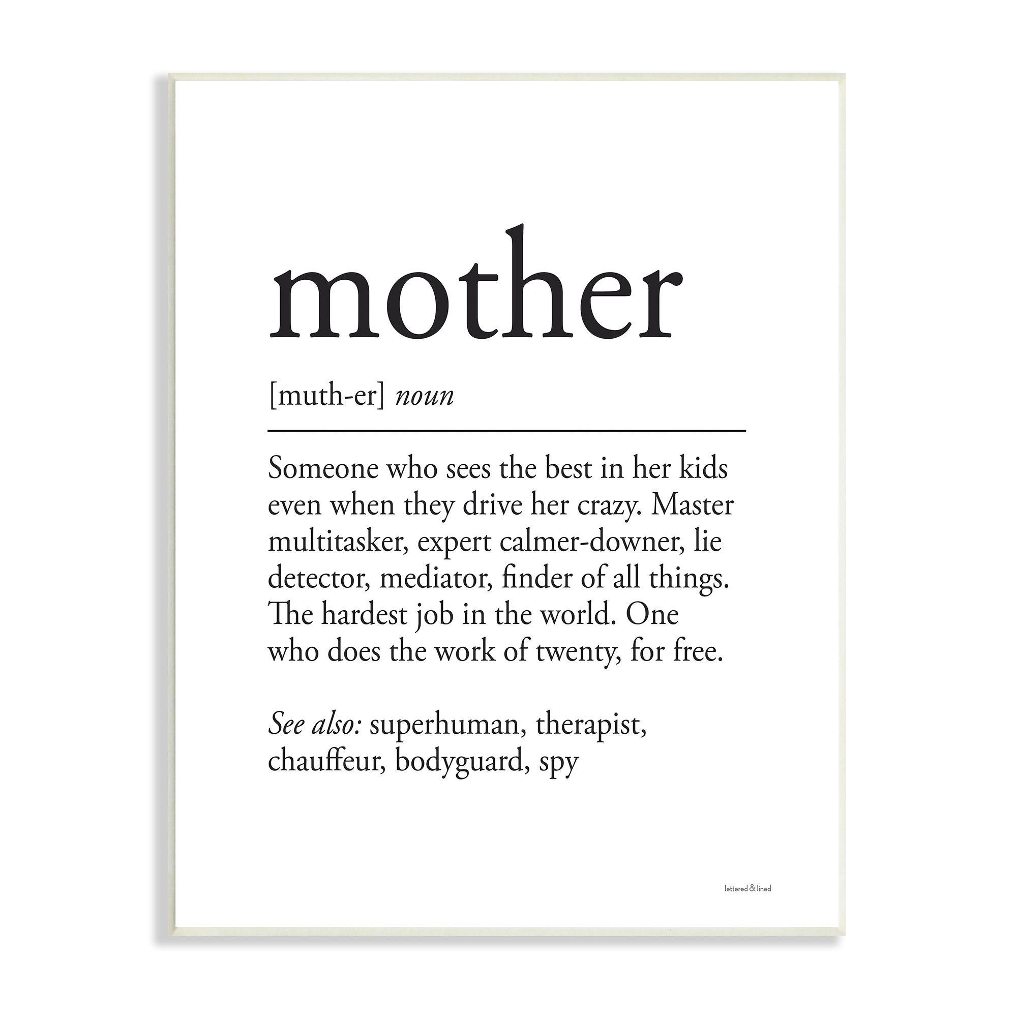 Stupell Industries Mother Definition Funny Motivational Phrase ...