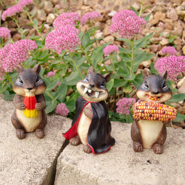 Trinx Navona Indoor/Outdoor 6-inch Fall Chipmunks 3 Piece Figurines ...