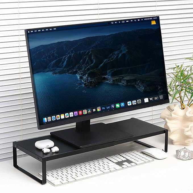 Inbox Zero Nikaila Metal Monitor Stand Monitor riser and Computer Desk ...