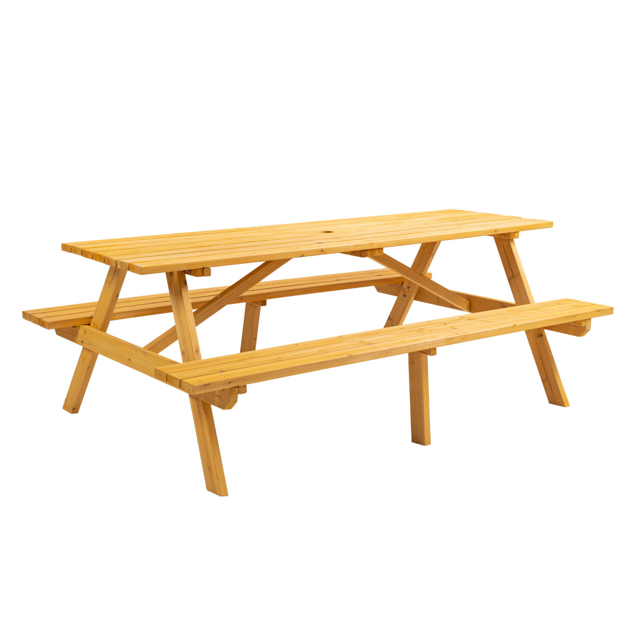 Arlmont & Co. 8 Person Brown Wooden Picnic Table, Outdoor Camping ...