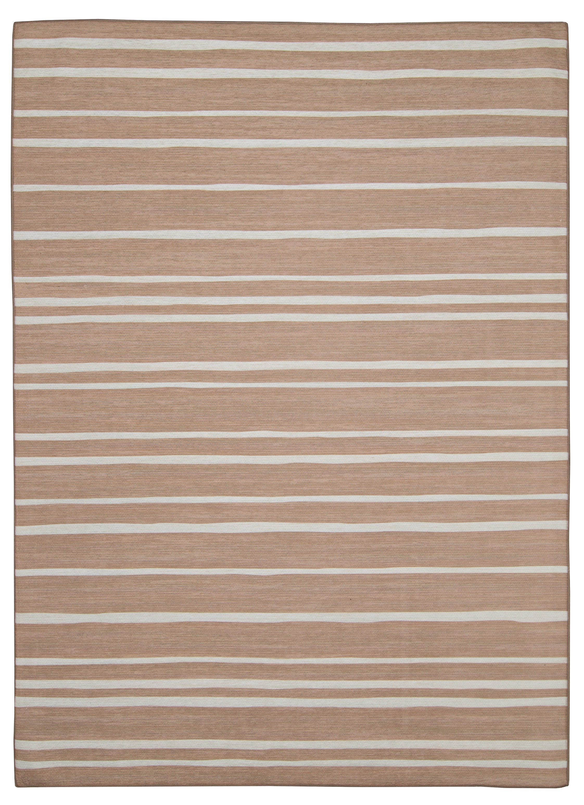 Gracie Oaks Kivett Striped Tan and Cream Indoor Outdoor Machine ...
