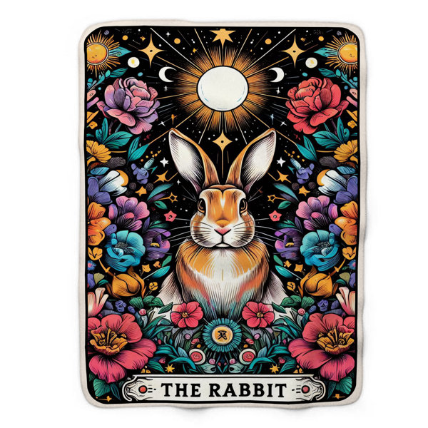 MentionedYou The Rabbit Tarot Card - 1 Piece Premium Sherpa Bla Throw ...