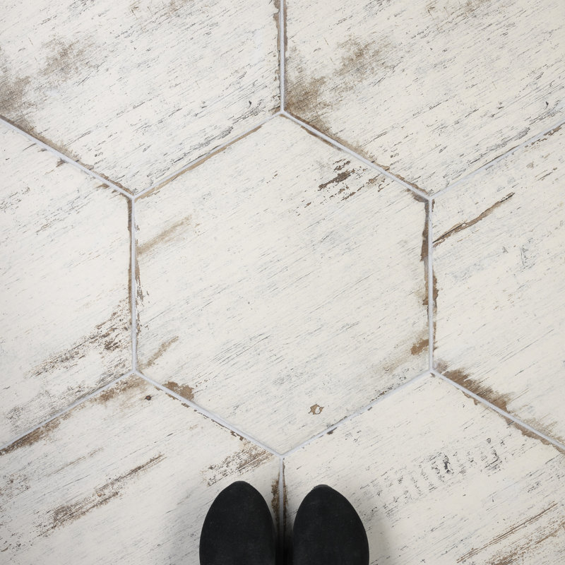 Merola Tile Retro Hex 14" x 16" Porcelain Wood Look Wall & Floor Tile ...