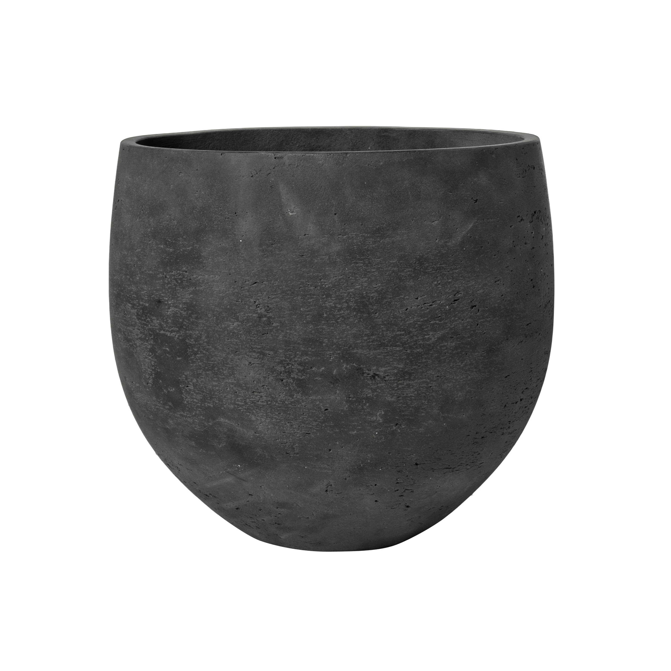 17 Stories Black Textured Round Fiberstone Pot & Reviews | Wayfair