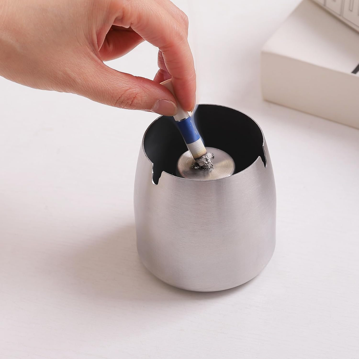 WIZIAT Ashtray With Lid For Cigarette, Stainless Steel Smokeless ...