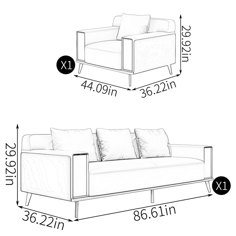 KANGLY High-end light luxury sofa combination | Wayfair