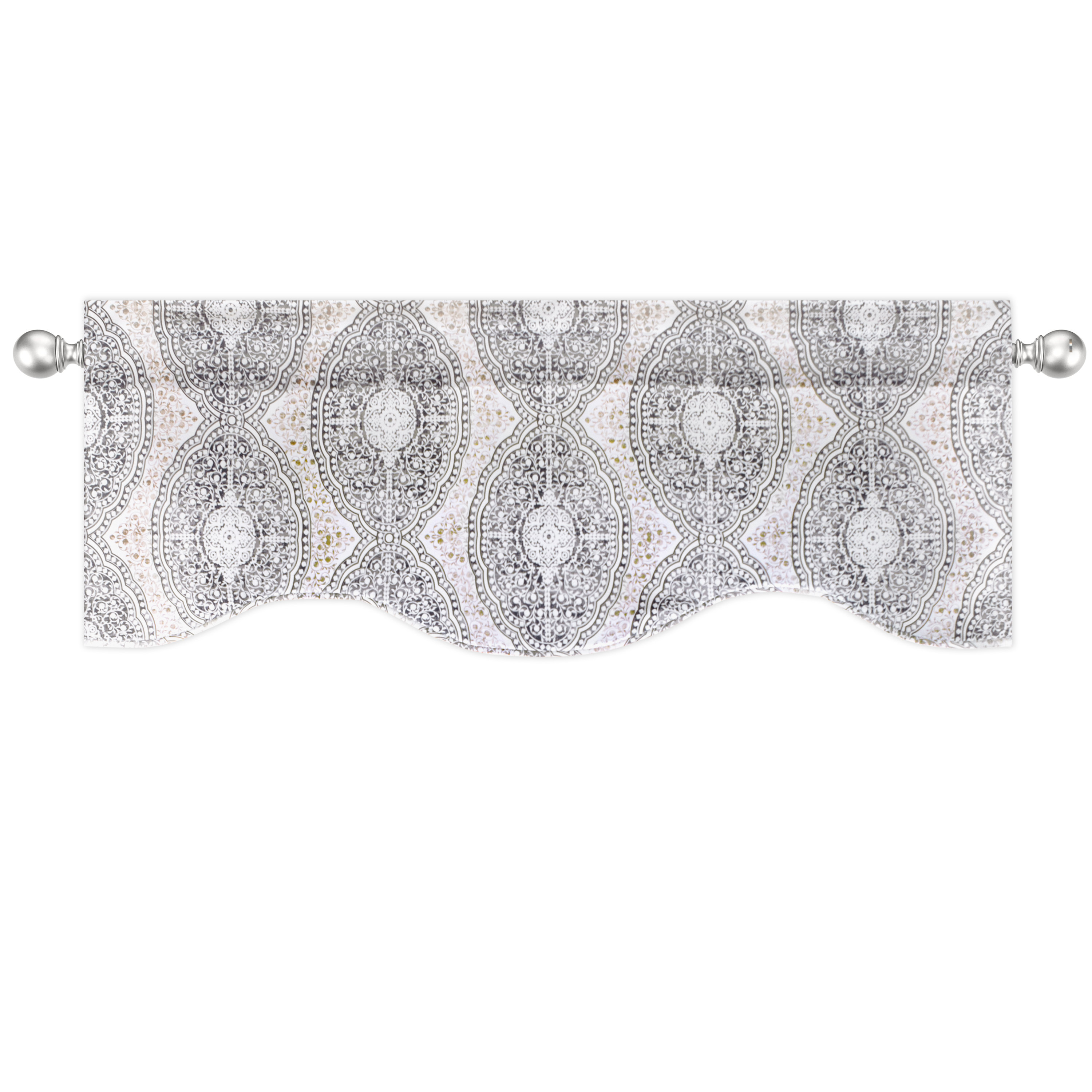 Bungalow Rose Lilianah Damask Swag 52'' W Window Valance in Gray | Wayfair