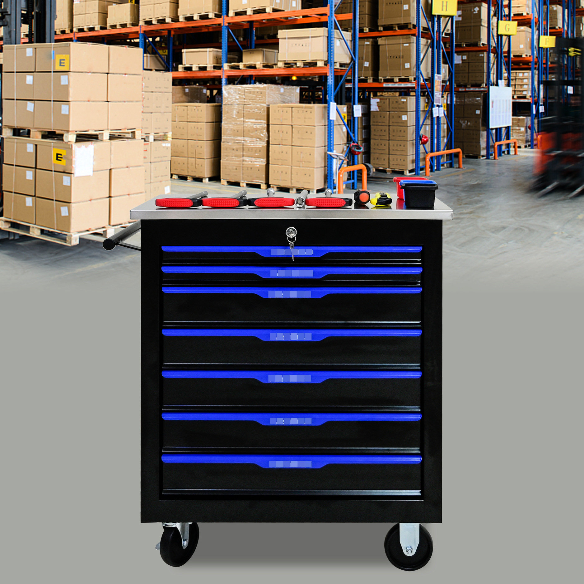 WFX Utility™ 7 Movable Garage Workbench Cart - Black Blue, Construction ...
