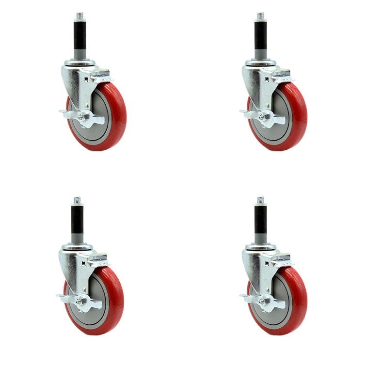 Service Caster 5 InchPolyurethane Wheel Swivel 7/8 Inch Expanding Stem ...
