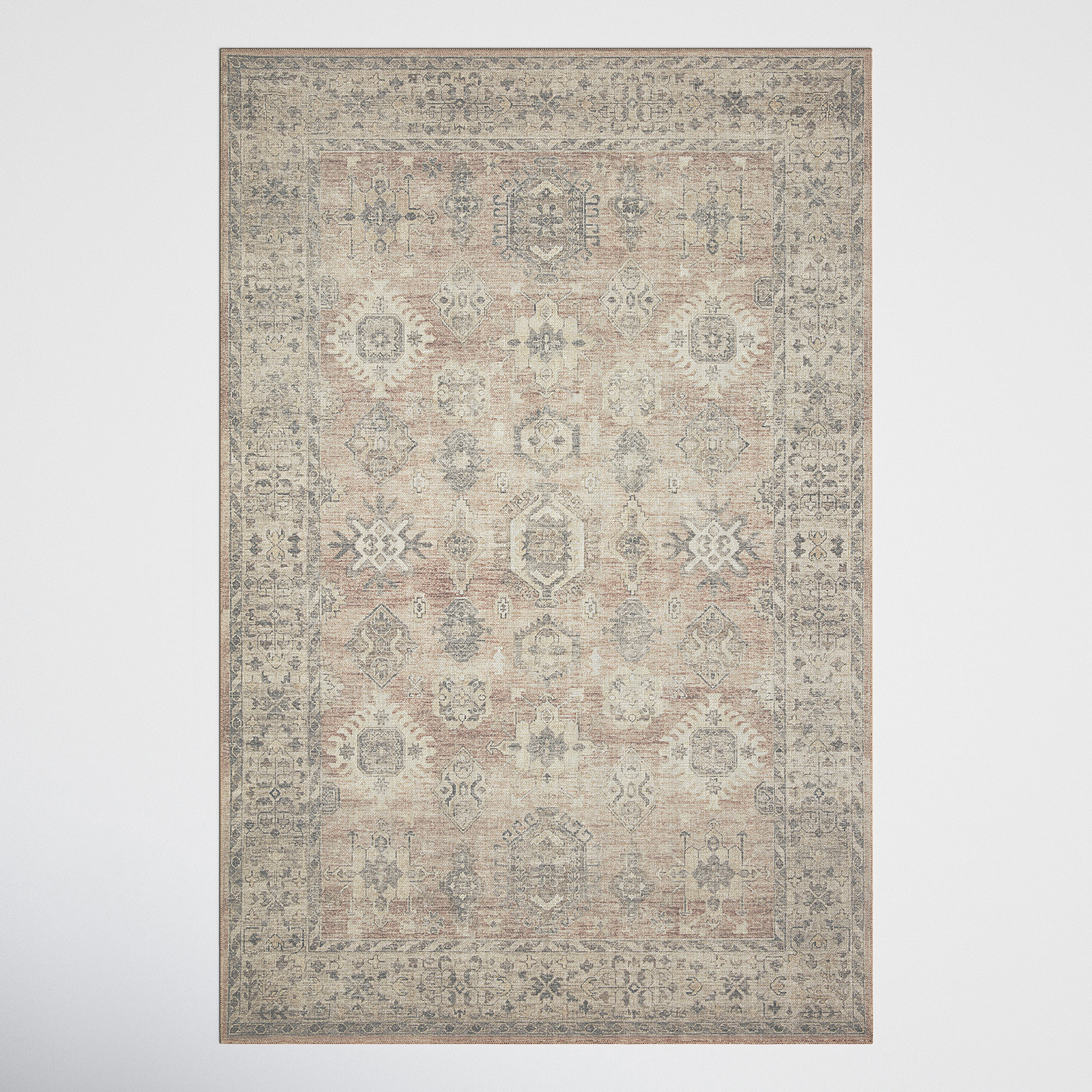 Joss & Main Vega Oriental Power Loom Gray/Java Area Rug & Reviews | Wayfair