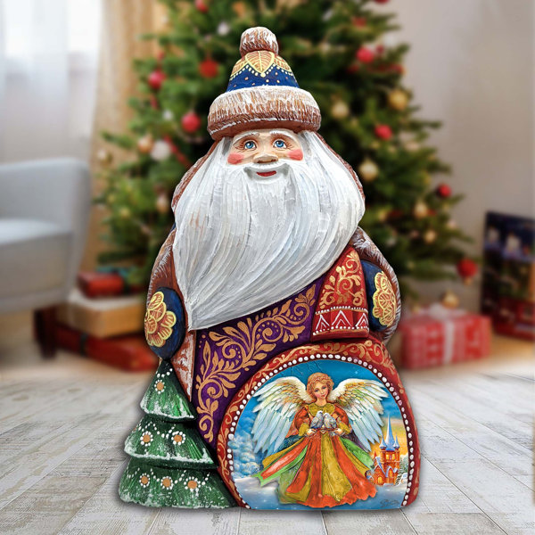 G Debrekht Guardian Angel Santa Wood Carved Masterpiece Figurine By G ...