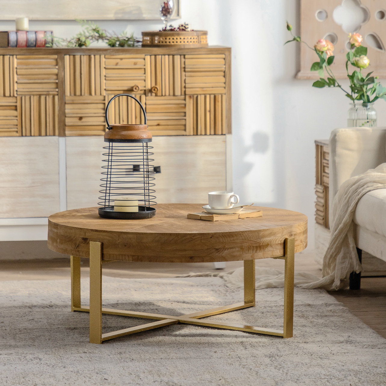 Millwood Pines Arshveer Coffee Table Round Coffee Table Center Table ...