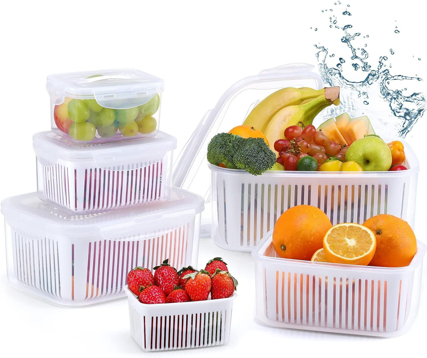 Prep & Savour Donara 5 Pack Fruit Storage Containers for Fridge, BPA ...