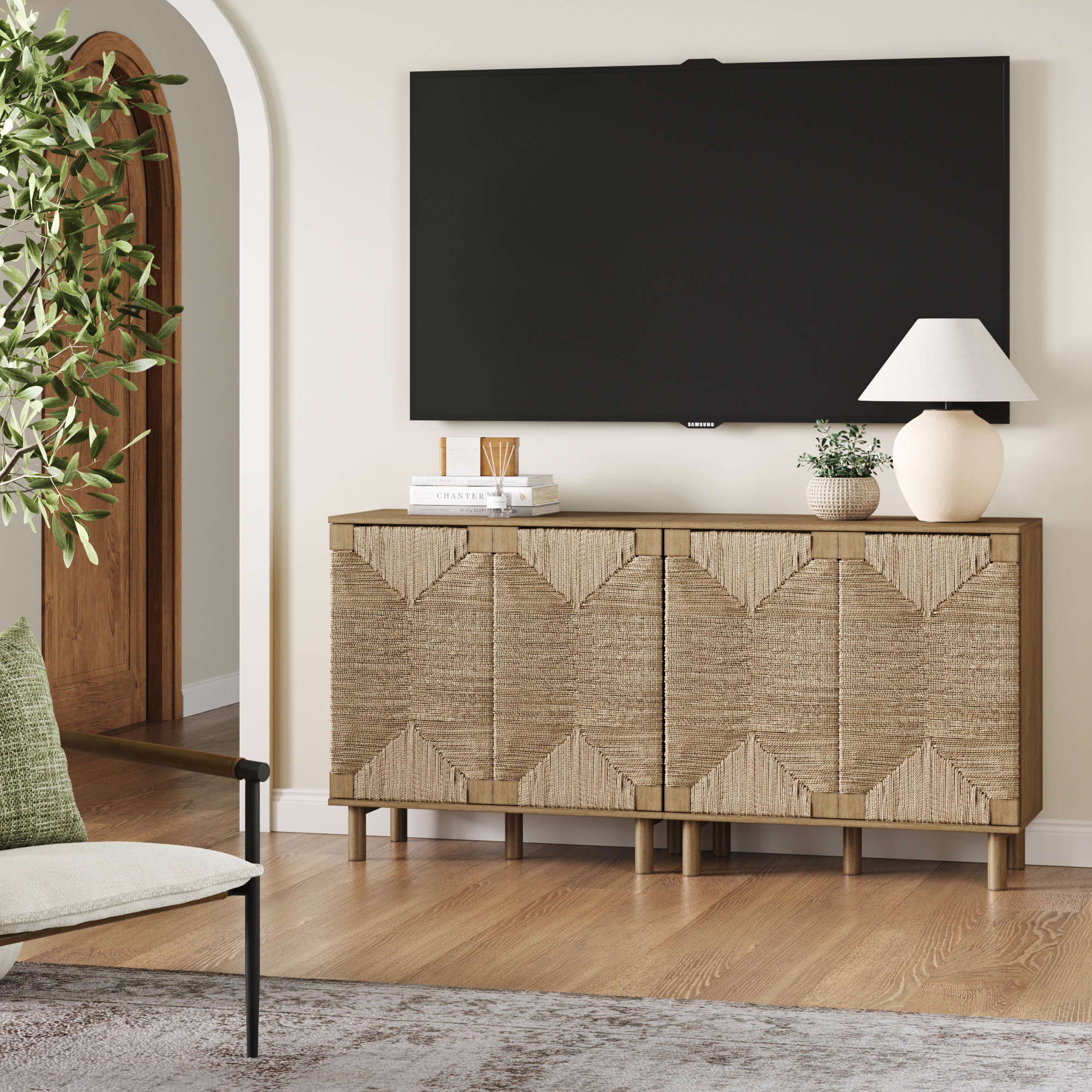 Bayou Breeze 31" Wide Rubberwood Wood Sideboard Set Or TV Stand ...