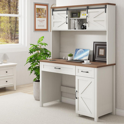 Alcott Hill® Farmhouse Computer Desk With Hutch And 3 Drawers, 47.2 ...