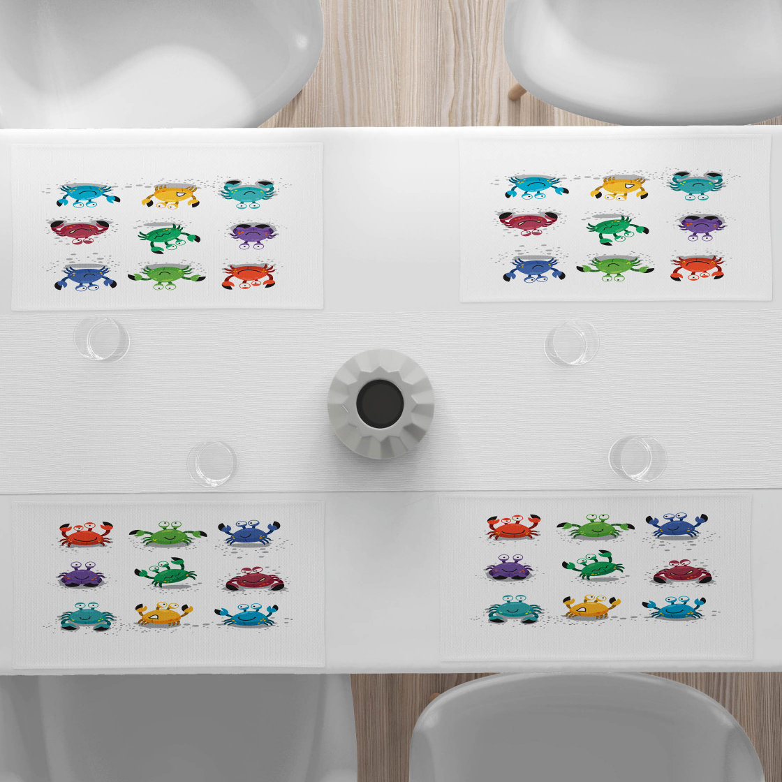 East Urban Home Ambesonne Crabs Place Mats Set Of 4, Joyful Cartoon ...