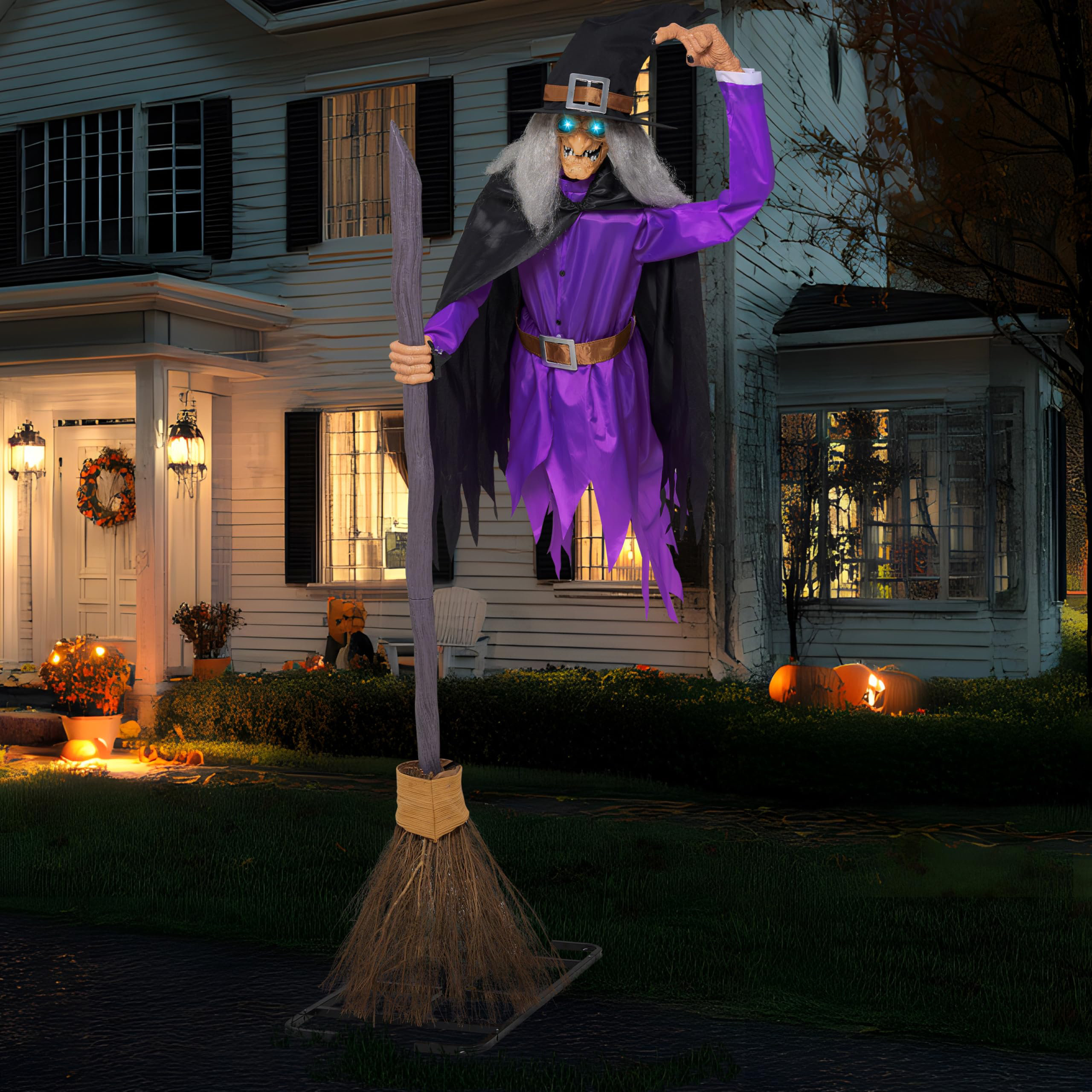 The Holiday Aisle® 8FT Halloween Animated Flying Witch Decorations ...