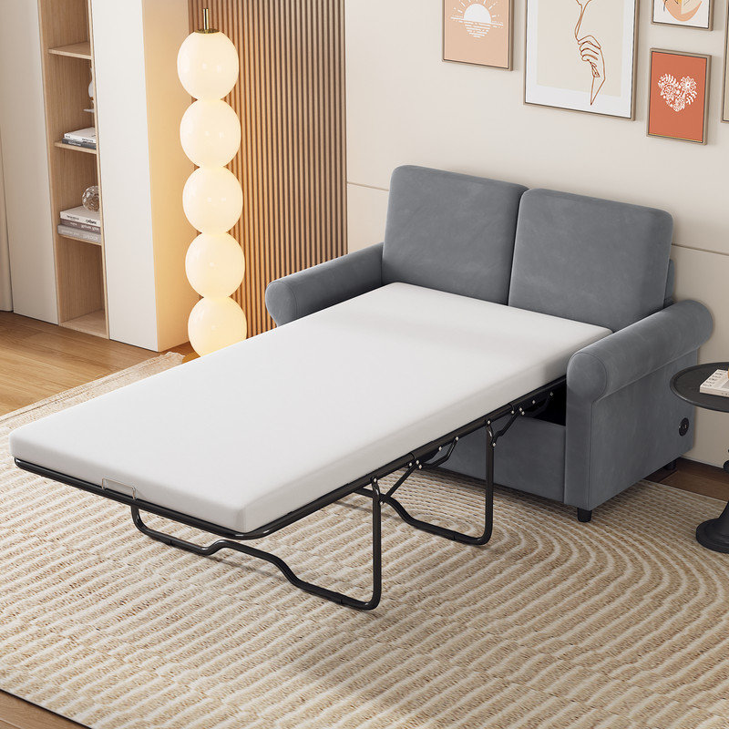 Latitude Run® Nacari 57.4'' Velvet Round Arms Sofa Bed | Wayfair