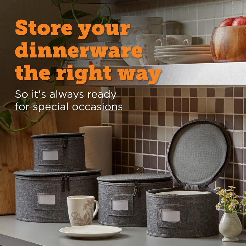 AKLOV Cardboard Dinnerware Storage Set with Felt Dividers Included ...