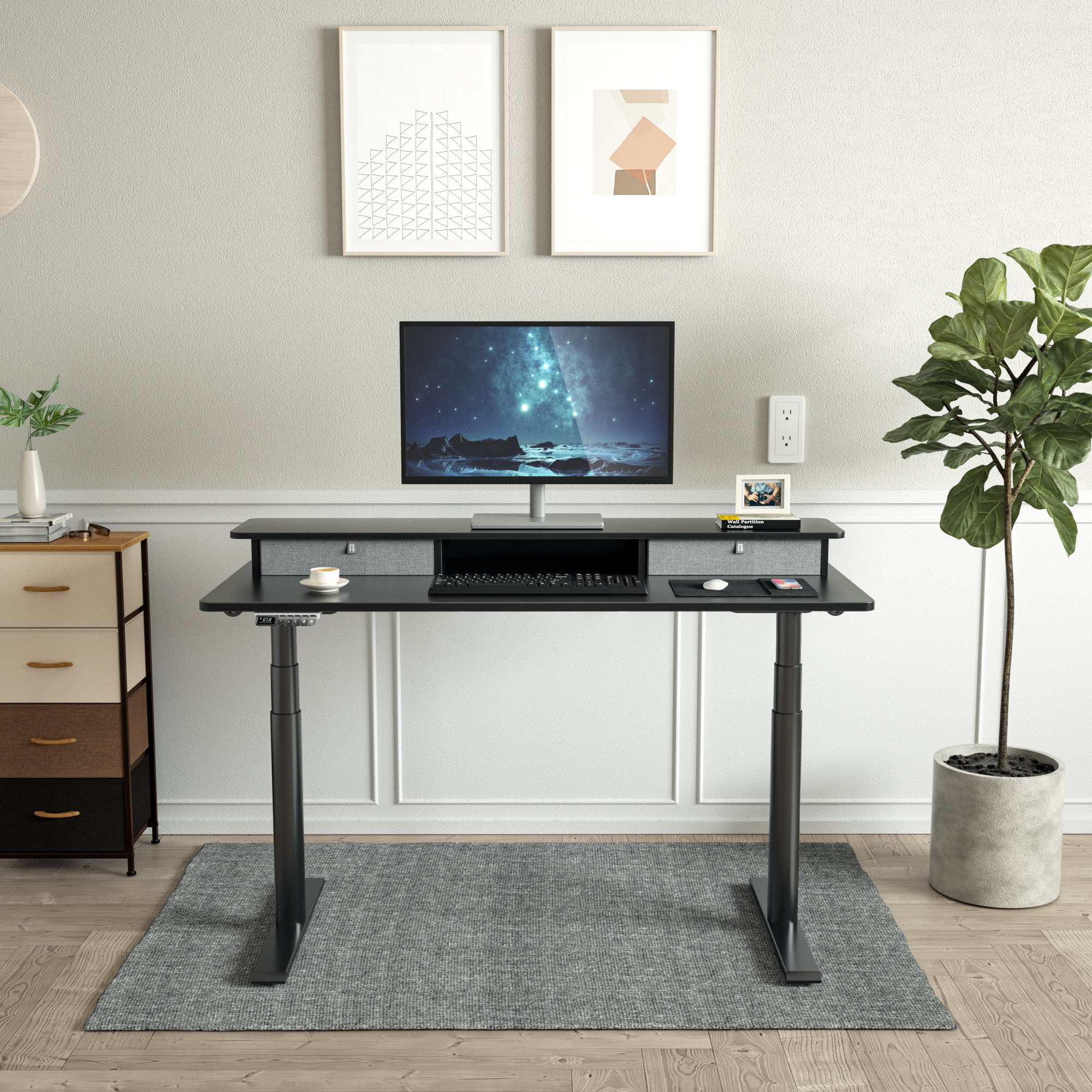 Inbox Zero Klair Height Adjustable Standing Desk & Reviews | Wayfair