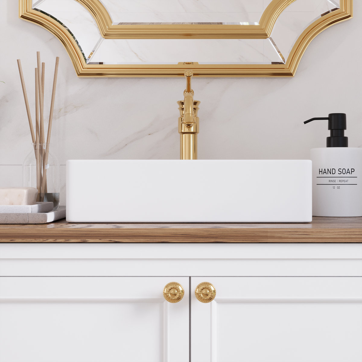 DeerValley 20" x 14'' White Vitreous China Rectangular Bathroom Sink ...