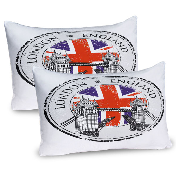 Ambesonne British Pillow Sham 2 Pack Flag Nostalgic National Pale Grey ...
