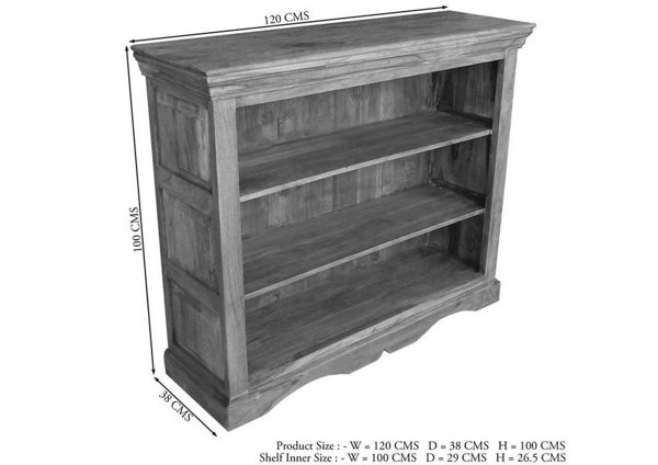 Massivmoebel24 Leeds 100cm H x 120cm W Solid Wood Standard Bookcase ...