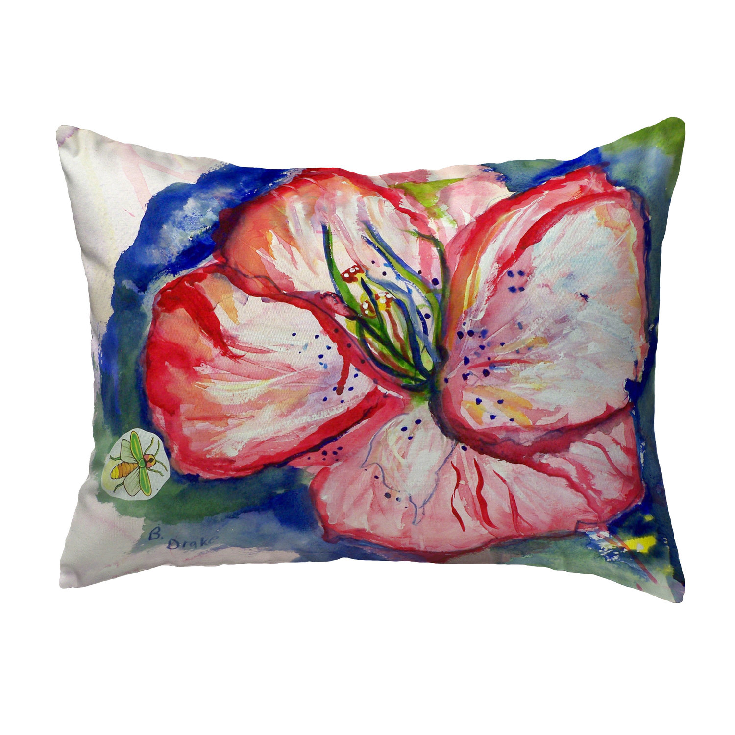Betsy Drake Interiors Hibiscus Indoor/Outdoor Lumbar Pillow | Wayfair