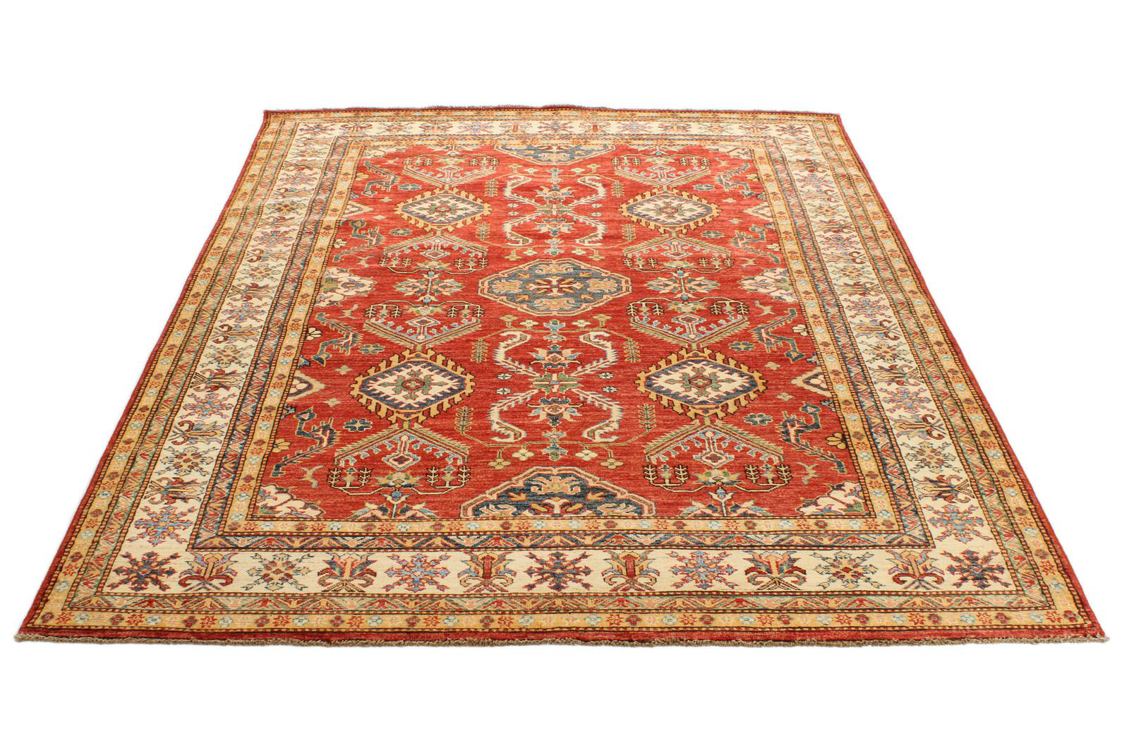 Home and Rugs 6x8 Red and Ivory Kazak Tribal Rug | Wayfair