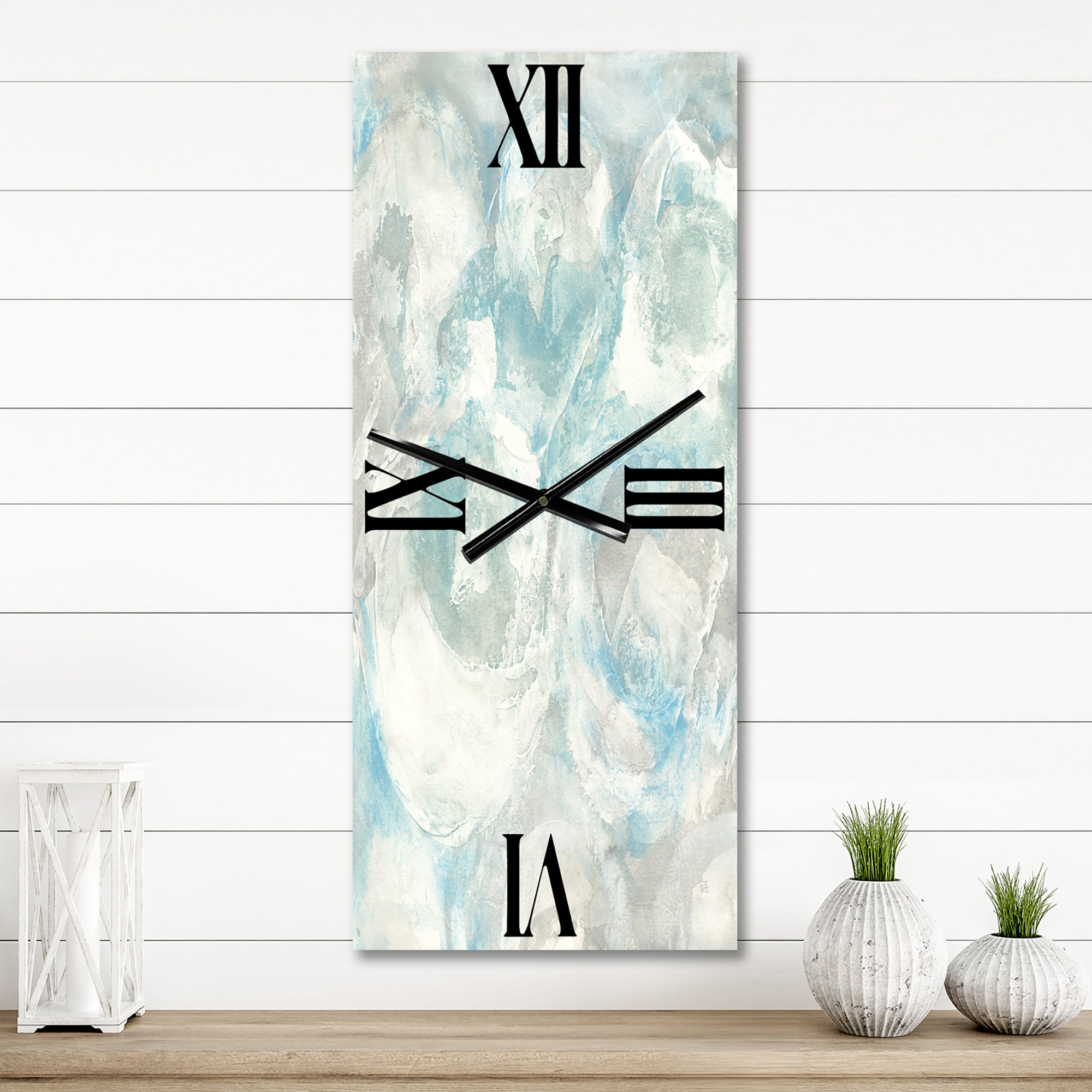 East Urban Home Pale Blue Shade III - Coastal Wall Clock | Wayfair