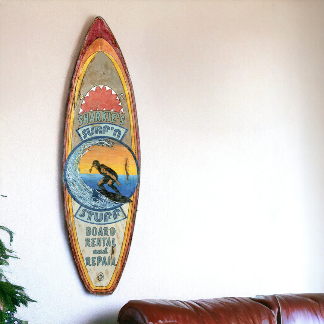 Beachcrest Home 48" Vintage Surfshop Advertisement Surfboard Wall Décor ...