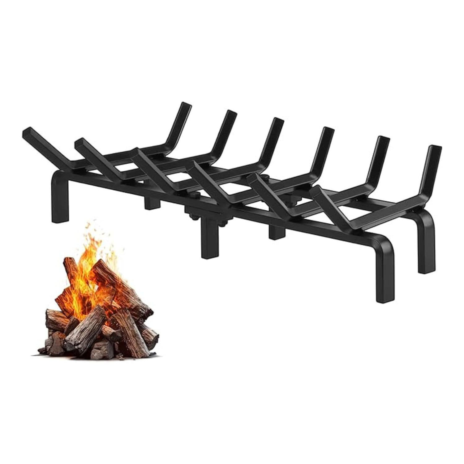 Latitude Run® 24 Inch Heavy Duty Cast Iron Fireplace Grate Log Holder ...
