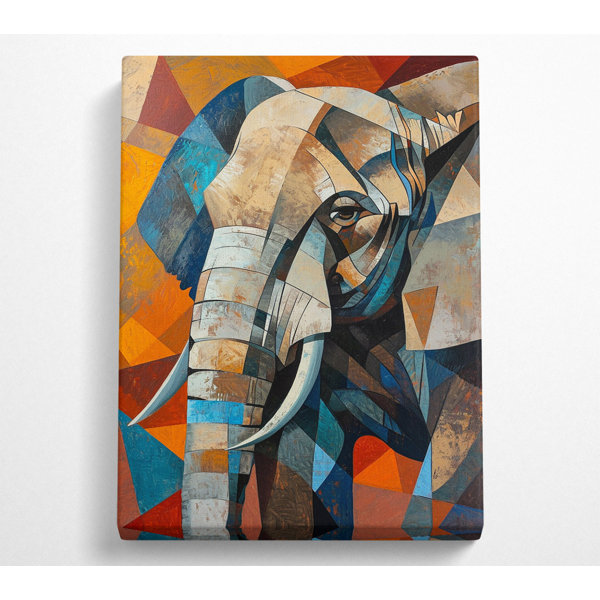 Metro Lane Cubism Elephant - No Frame Print on Canvas | Wayfair.co.uk