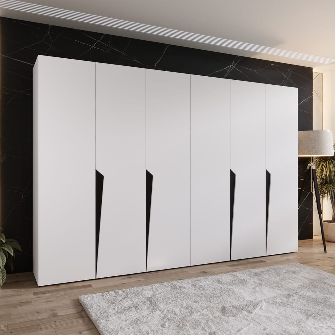 Metro Lane Piano I Hinged Door Wardrobe 300cm - Six-Door Wardrobe with ...