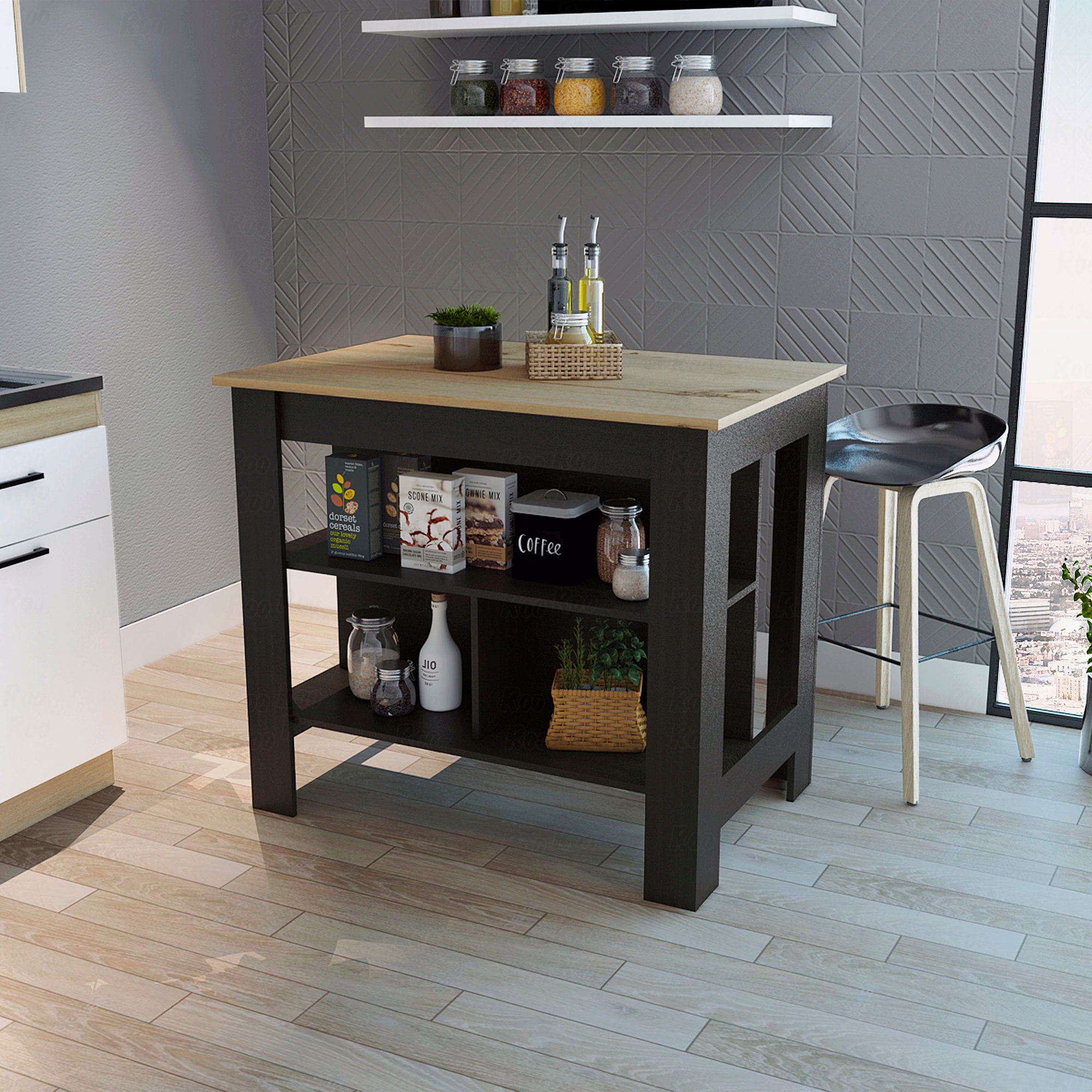 Latitude Run® 3-Shelf Kitchen Island - Wayfair Canada