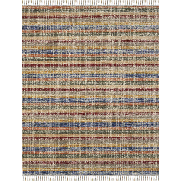 Bungalow Rose Dovidio Striped Brown/Blue/Green Area Rug | Wayfair