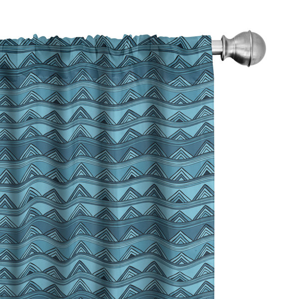 East Urban Home Stripes 4-Panel Curtains, Doodle Style Triangles, Blue ...