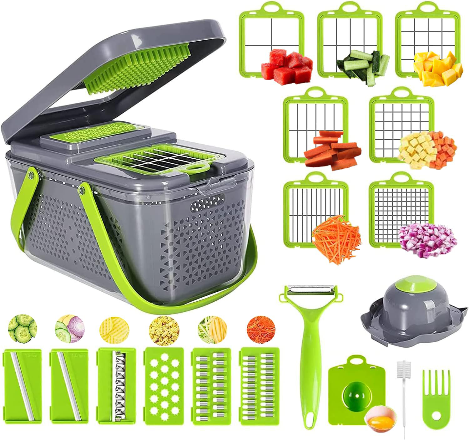 Kaden Ena INC Miibox Vegetable Chopper with Container 22-in-1 Veggie ...