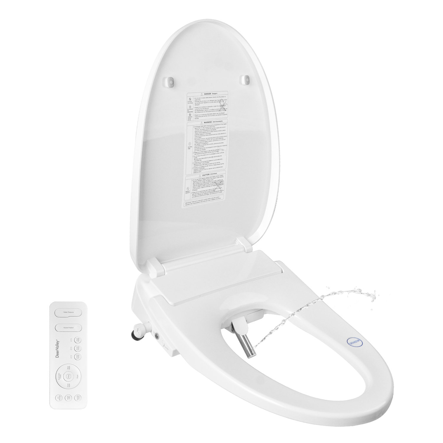 DeerValley Elongated Electronic White Smart Toilet Seat Bidet with ...