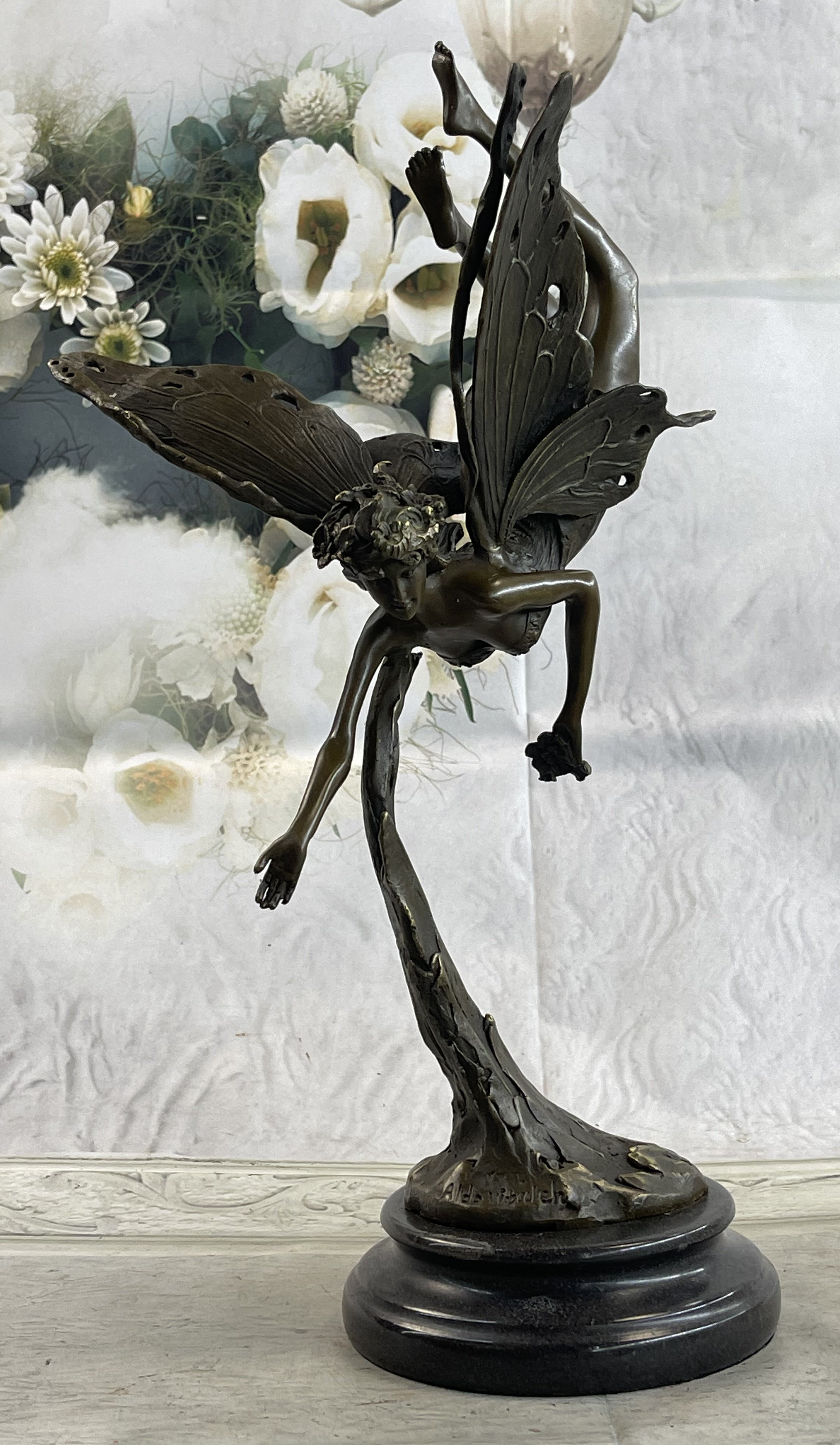 Trinx Parren Flying Fairy Winged Angel Bronze Art Deco Statue Sculpture ...
