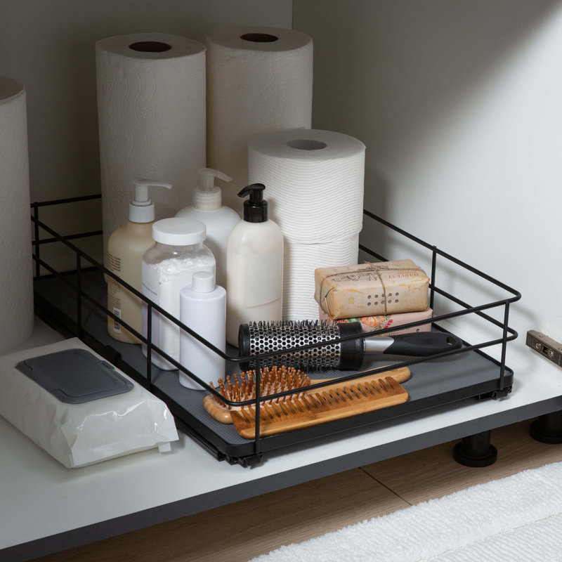 Rebrilliant Large Slide Out Shelf Organizer in Matte Black | Wayfair