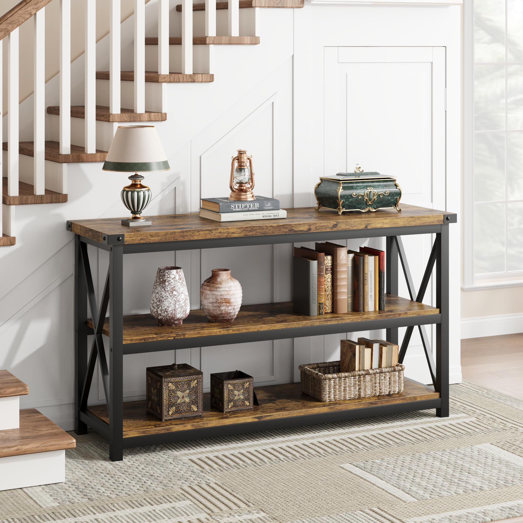 17 Stories 3 Tier Console Table, 47.2" Narrow Entryway Table With ...