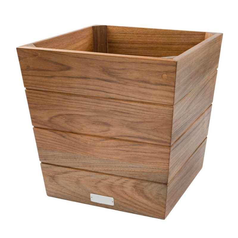 HomeRoots 12" Brown Solid Teak Wood Indoor Outdoor Square Planter Box ...