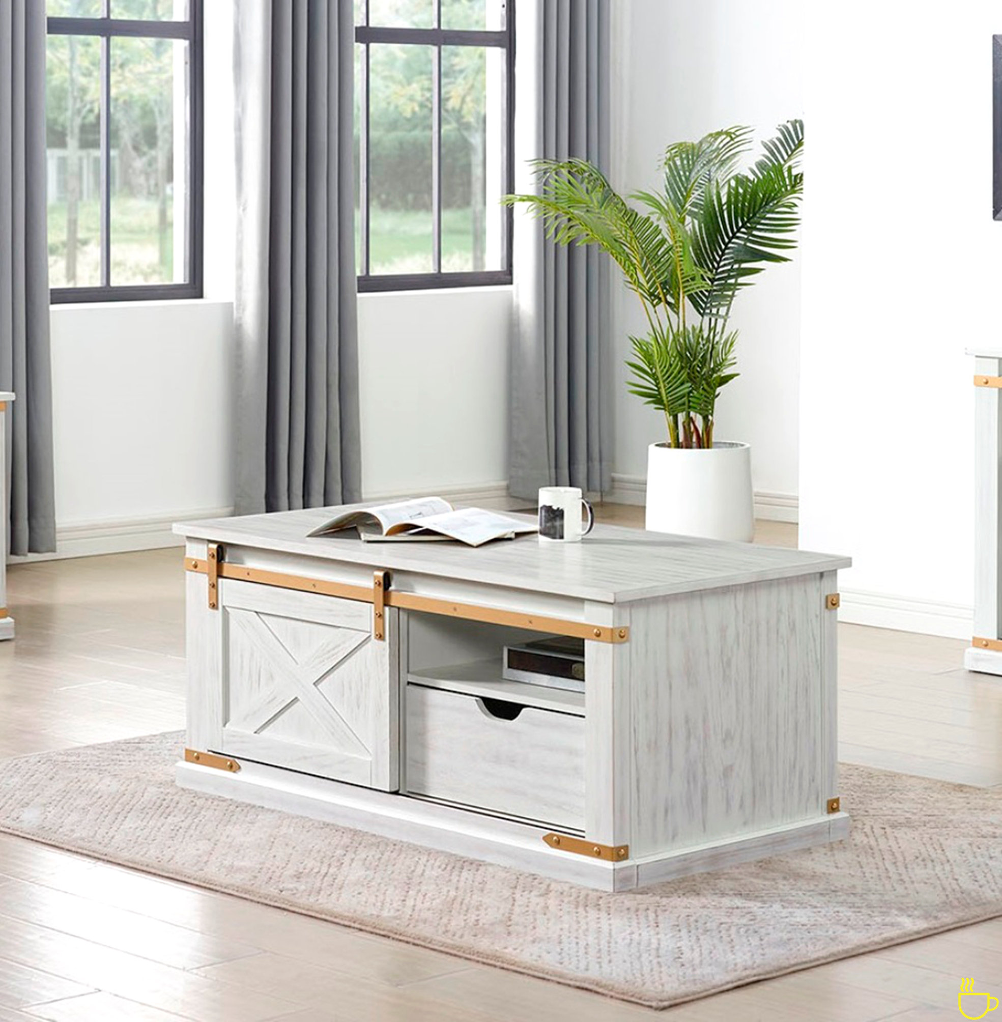 Gracie Oaks 1Pc Coffee Table Living Room Table W Drawer Open Shelves ...