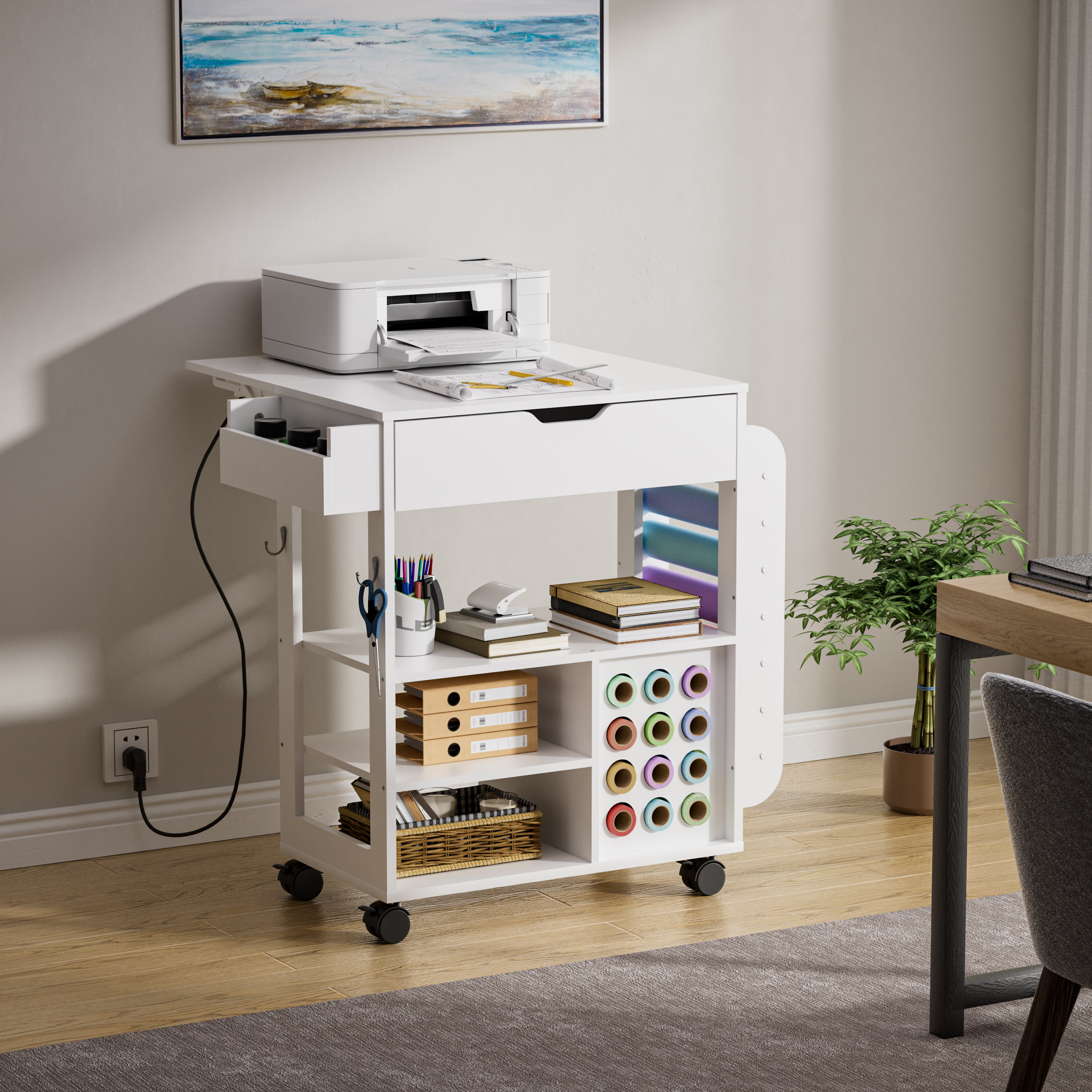 Ebern Designs Oakmont Folding Art Craft Table With Drawer And Wheels ...