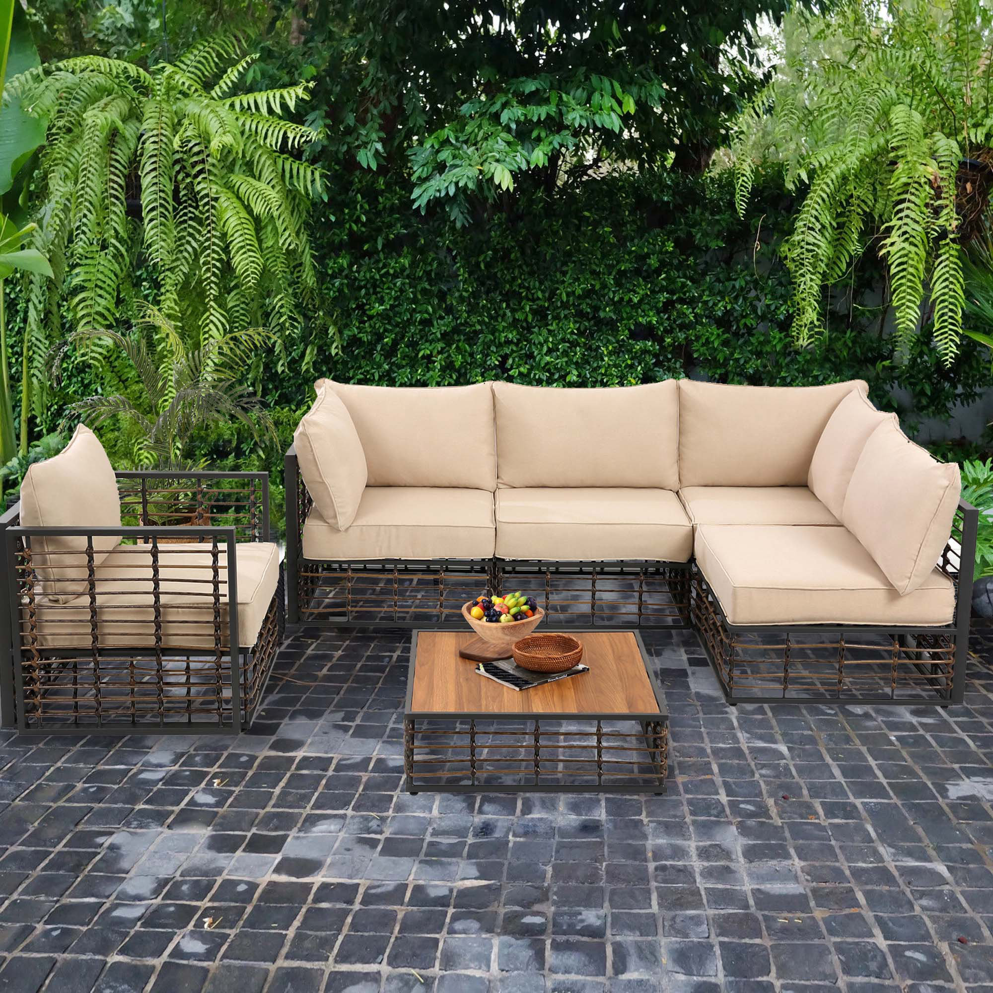 Latitude Run® Selayah 5 - Person Outdoor Seating Group with Cushions ...