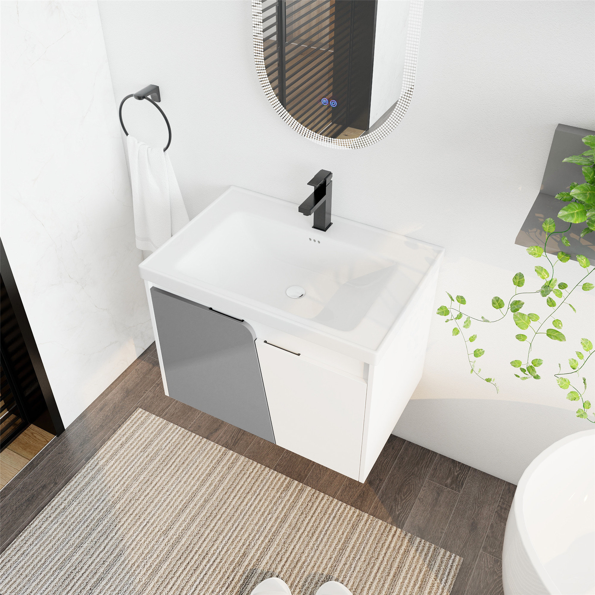 Creationstry 27.8'' Wall Mounted Single Bathroom Vanity with Ceramic ...